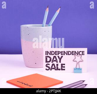 Text caption presenting Independence Day Sale. Business concept ...