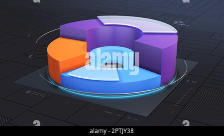 pie chart with random numbers and abstract data, concept of financial ...