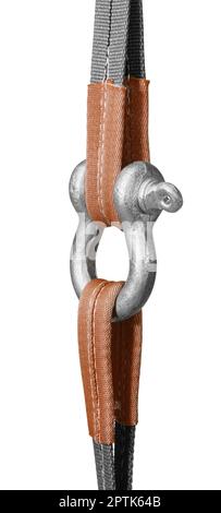 Shackle with lifting strap isolated in white back Stock Photo - Alamy