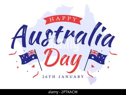 Happy Australia Day Observed Every Year on January 26th with Flags and Map to Diversity of ...