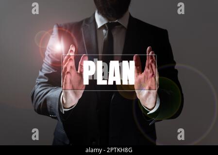 Handwriting text Plan. Business concept Start of a detailed proposal of ...