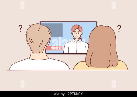 Shocked couple confused with TV news Stock Vector Image & Art - Alamy
