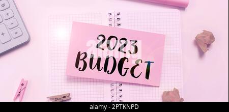Sign displaying 2023 Budget. Business approach Business financial plan ...