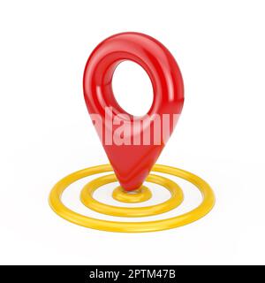 Cartoon Target Red Map Pointer Pin on a white background. 3d Rendering ...