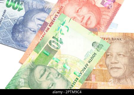Nelson Holilala Mandela faces on South African money rand banknotes ...
