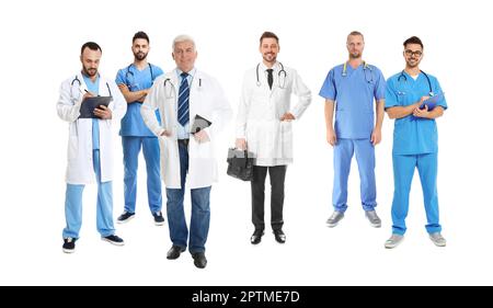 Collage with photos of doctors on white background. Banner design Stock ...