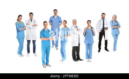 Collage with photos of doctors on white background. Banner design Stock ...