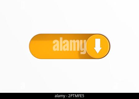 Yellow Toggle Switch Slider with Arrow Left Direction Icon on a white background. 3d Rendering ...