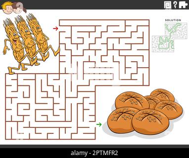 Labyrinth maze game cartoon bakery, sweets and dessert characters. Kids ...