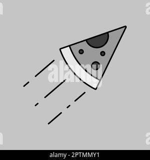Slice of pizza vector grayscale icon. Fast food delivery symbol ...