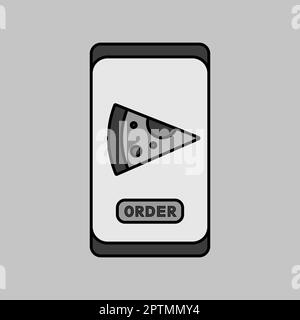 Slice of pizza vector grayscale icon. Fast food delivery symbol ...