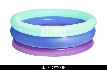 Colorful inflatable rubber pool on white background Stock Photo - Alamy