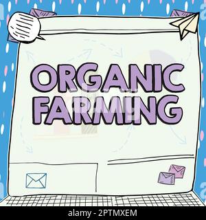 Sign displaying Organic Farming, Word for agricultural system that use ...