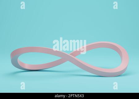 Symbol infinity on blue pastel color background. 3d rendering, 3d ...