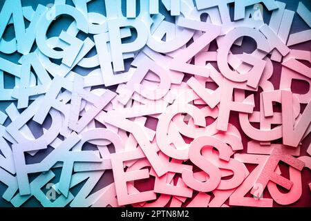 Mixed solid letters pile top view photo. Education background concept ...