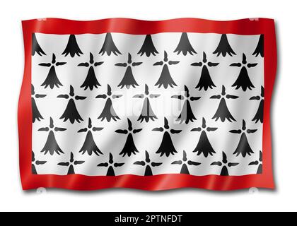 Limousin Region flag, France waving banner collection. 3D illustration ...