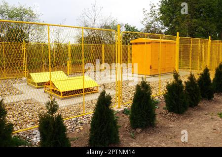 ground with tanks for liquefied gas. Modern gas installation with ...