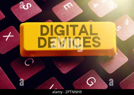 Writing displaying text Digital Devices, Business showcase physical ...