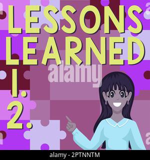 Sign displaying Lessons Learned. Concept meaning Promote share and use ...