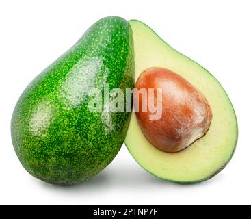 Avocado huss with two halves on a white background Stock Photo - Alamy