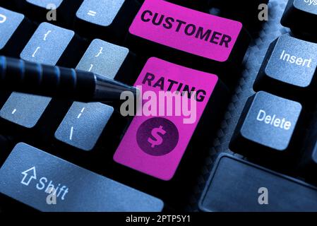 Sign displaying Customer Rating, Concept meaning gauge the customer ...