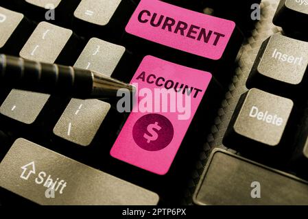 Conceptual caption Current Account, Word Written on personal bank ...