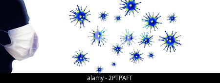 Typical surgical mask to cover mouth, nose. Protection concept, against ...