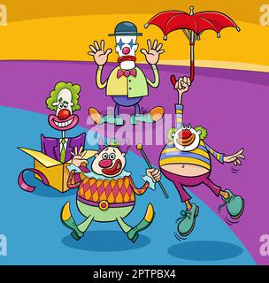Cartoon Illustration of Clowns Characters Group Coloring Book Activity ...
