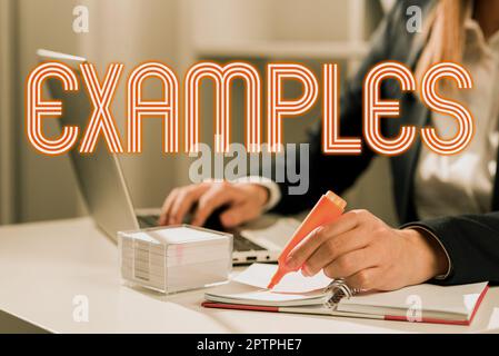 Sign displaying Examples. Concept meaning photo Sample Model to follow ...