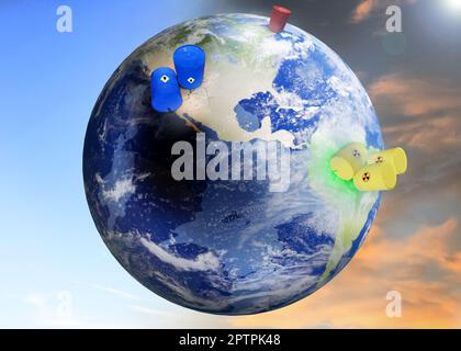 Conceptual photo depicting Earth destroyed by environmental pollution ...