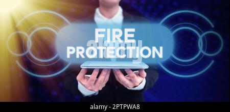 Writing displaying text Fire Protection, Business idea measures taken ...