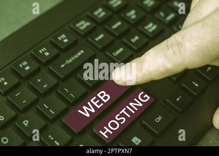 Hand writing sign Web Hosting. Business overview The activity of ...