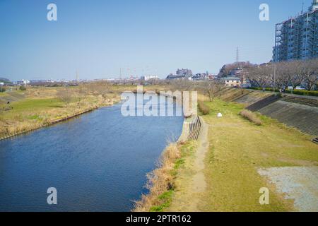 Tsurumi River and Midori Ward, Yokohama City Stock Photo - Alamy
