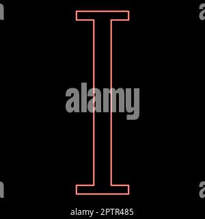 Neon iota greek symbol capital letter uppercase font red color vector ...