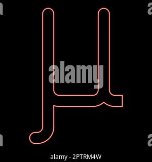Neon mu greek symbol small letter lowercase font red color vector ...
