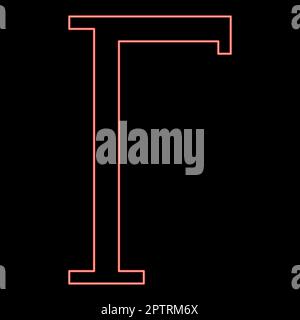 Neon gamma greek symbol capital letter uppercase font red color vector ...
