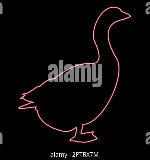 Neon goose Gosling Geese Anser Gander red color vector illustration ...