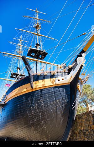 Bow of the 148-ton brig Amity, a replica of a sailing ship from 1826 ...