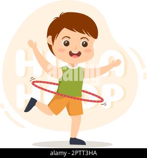 Hula Hoop Illustration with Kids Exercising Playing Hula Hoops and ...