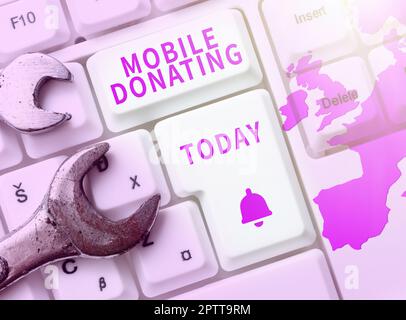 Handwriting text Mobile Donating, Business showcase to give something ...