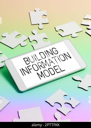 Handwriting text Building Information Model. Conceptual photo process ...