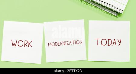 Handwriting text Work Modernization, Word for changing product service ...