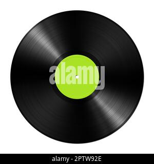 Green vinyl record isolated on black background. Horizontal banner. 3D ...