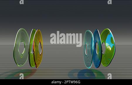 glass rings on a striped background. 3d render Stock Photo - Alamy