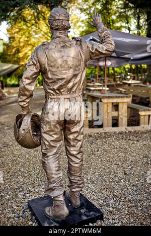 Niki Lauda statue. Austrian Formula 1 world motor sport racing champion ...