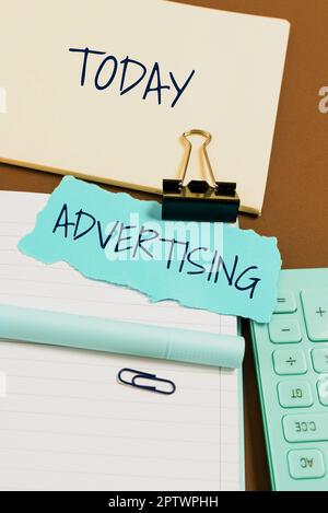 Hand writing sign Advertising, Concept meaning action of calling ...