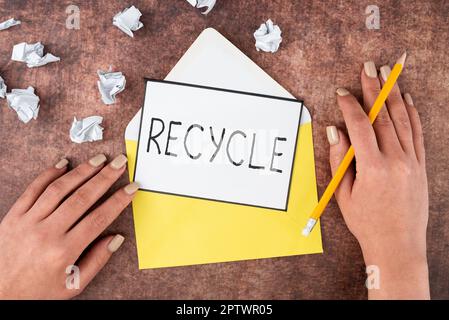 Text showing inspiration Recycle, Word Written on process of converting ...