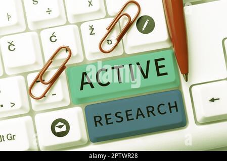 Hand writing sign Active Research, Concept meaning Simultaneous process ...