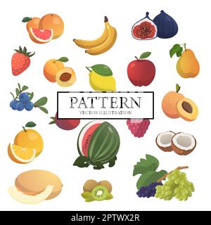 plum fruits vector pattern on white background Stock Photo - Alamy