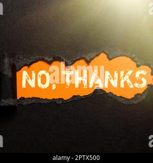 Hand writing sign No, Thanks, Concept meaning Answering question using ...